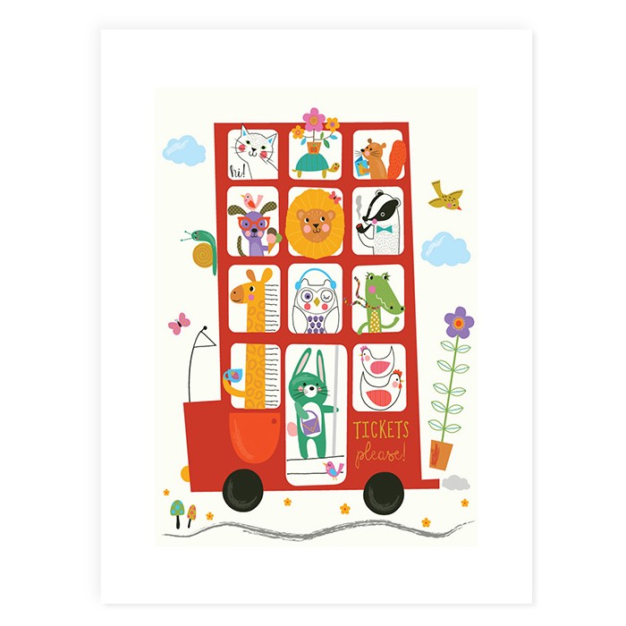 Red Bus Poster Με Λευκή Ξύλινη Κορνίζα 40x50cm | Jajala